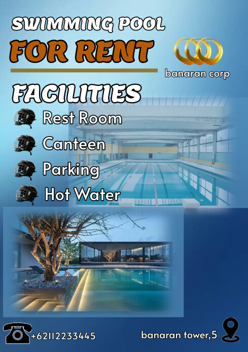 SWIMMING POOL FOR RENT Template | PosterMyWall