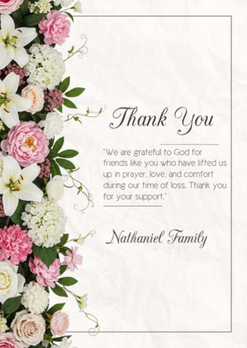 Sympathy Thank You Card — Elegant Condolence Appreciation | Editable ...