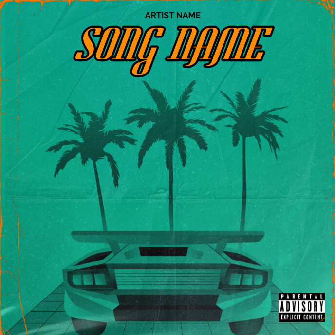 synth wave, retro / Car album cover template | PosterMyWall