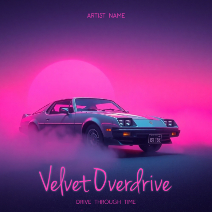 Synthwave Neon Retro Analog Album Cover Design Template | PosterMyWall