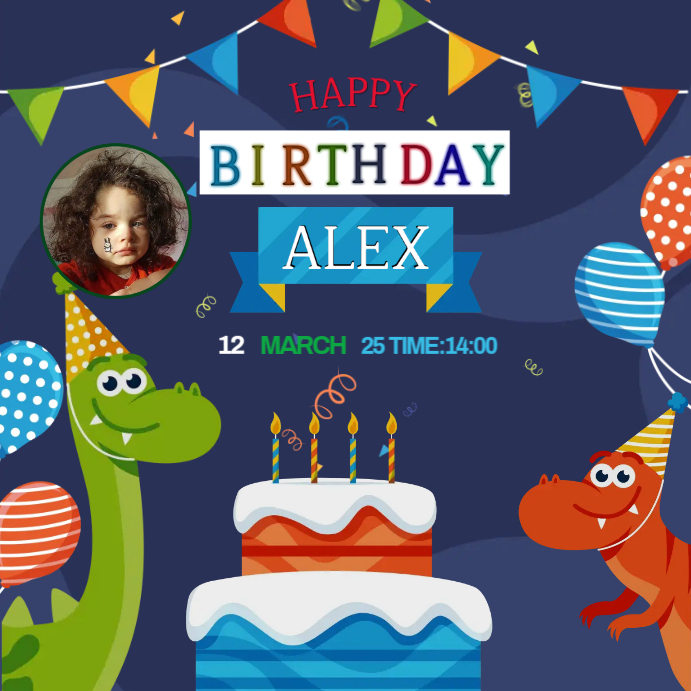 T-rex Birthday Party Design Template | PosterMyWall