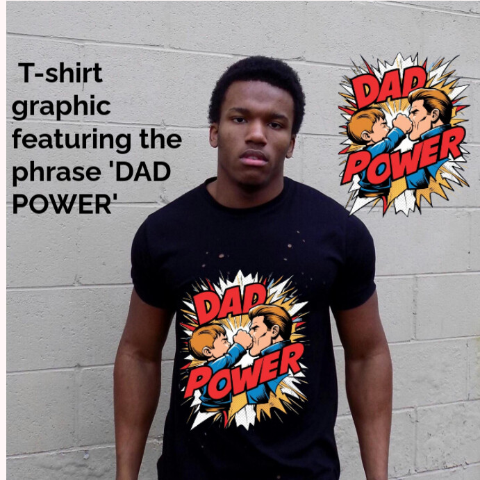 Plantilla de T-shirt graphic featuring the phrase 'DAD POWER ...
