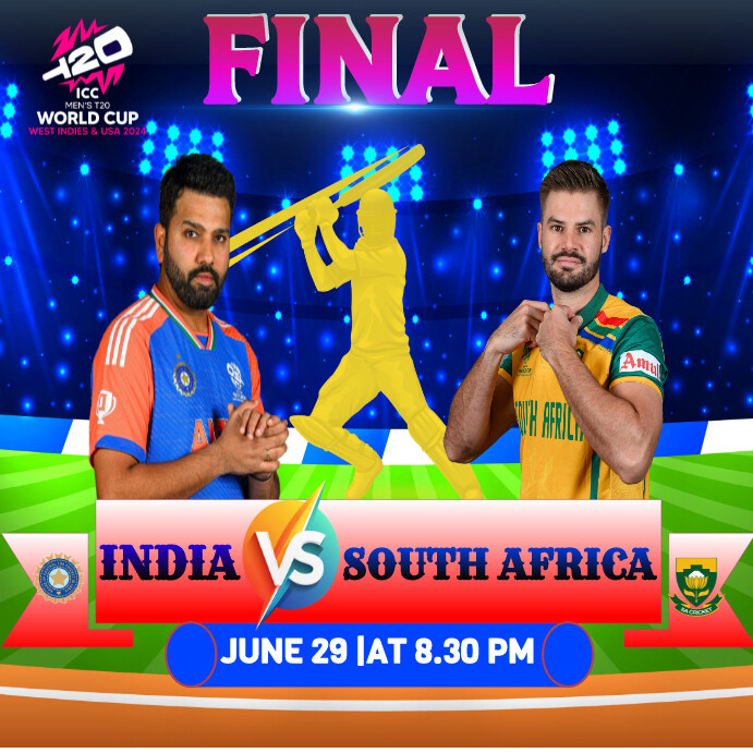 T20 world cup Final India vs South Africa mat Template | PosterMyWall