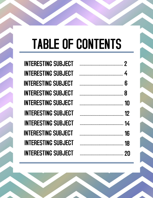 Table of Content Template | PosterMyWall