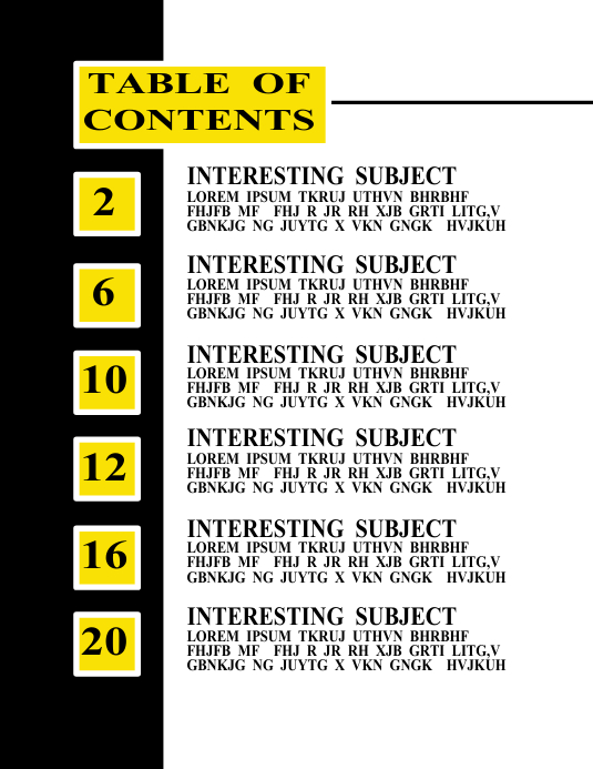 Copy of Table of Content | PosterMyWall