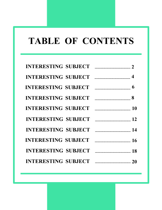 Table of Content Template | PosterMyWall