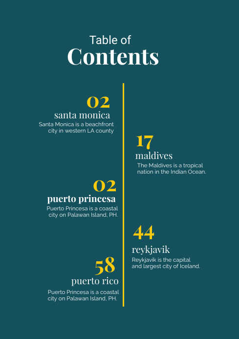 Table of Contents Magazine Template | PosterMyWall