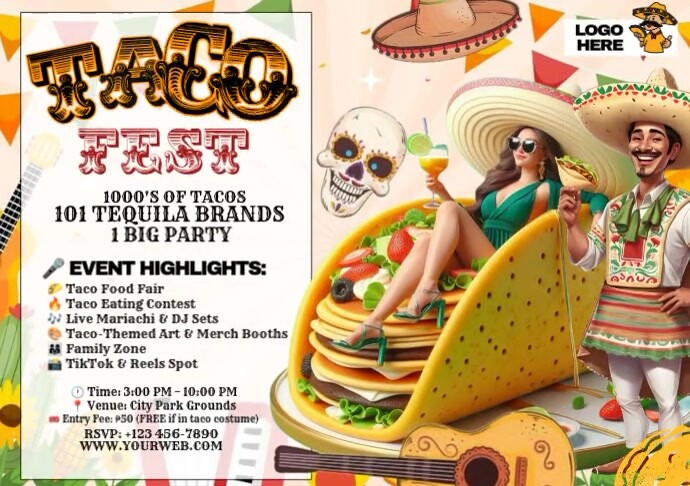 Taco Fest Celebration Template | PosterMyWall
