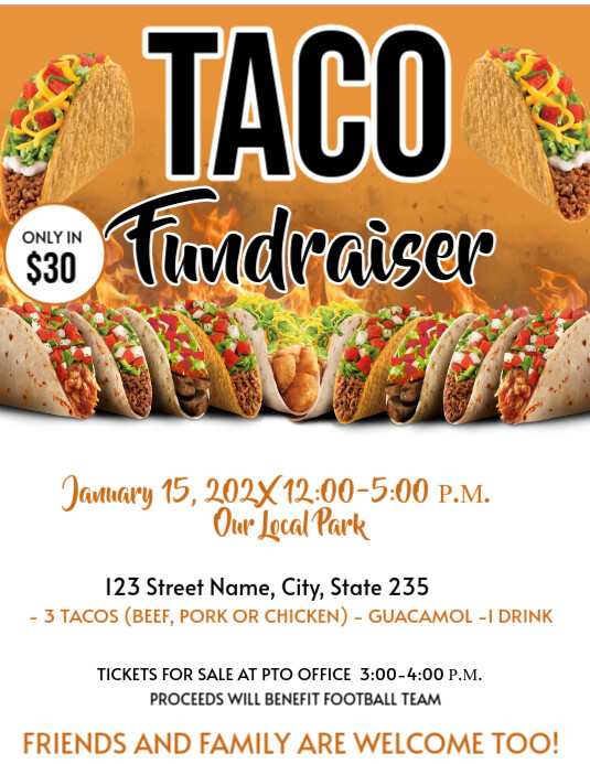 Taco Fundraiser flyer Template | PosterMyWall