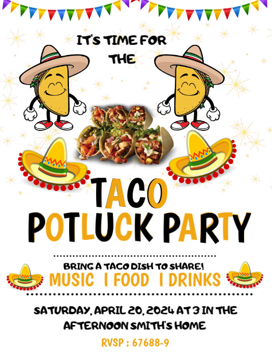 Taco Potluck Invitation Template | PosterMyWall