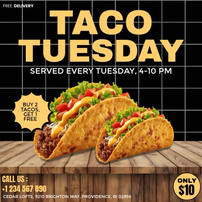 Taco Promotion Ad Template Square (1:1) | PosterMyWall