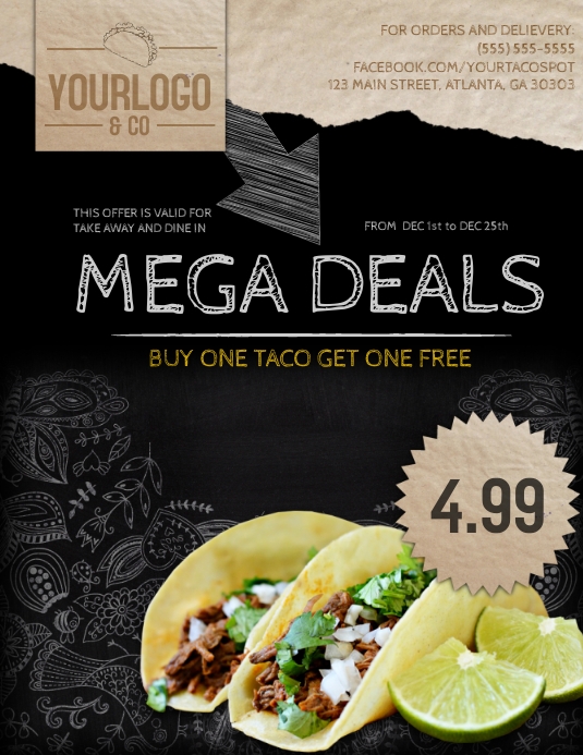 Taco Restaurant Promotion Flyer Template | PosterMyWall