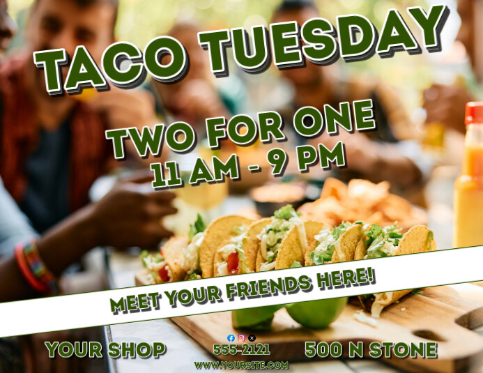 TACO TUESDAY 2X1 SPECIAL FLYER Template | PosterMyWall