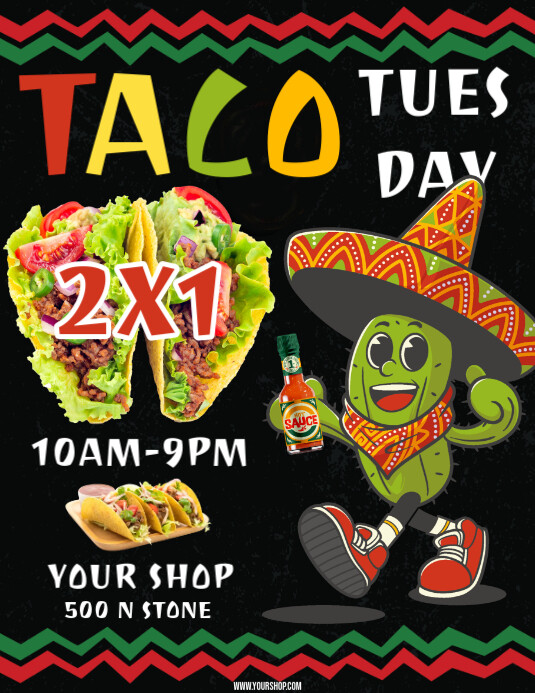 TACO TUESDAY 2X1 SPECIAL FLYER Template | PosterMyWall