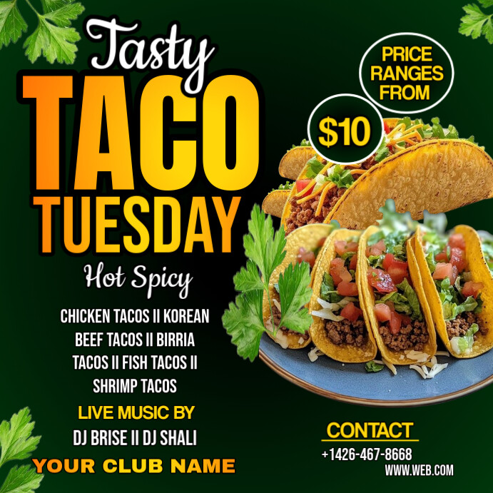 Taco Tuesday event flyer Template | PosterMyWall