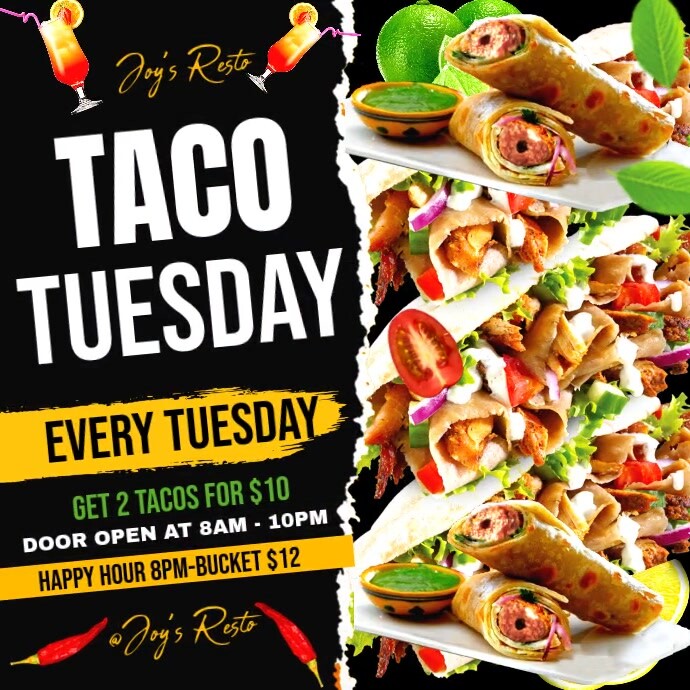 Taco Tuesday Food Flyer Template | PosterMyWall
