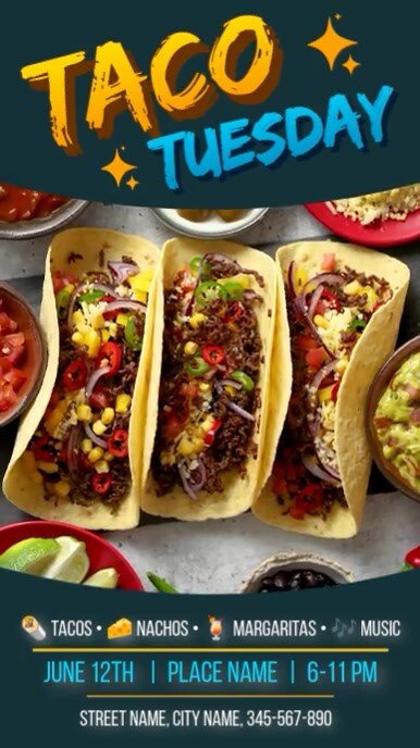 Taco Tuesday Instagram Video Ad Reel Template Design | PosterMyWall