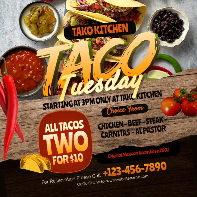 Taco Tuesday Instagram Video Post Template | PosterMyWall
