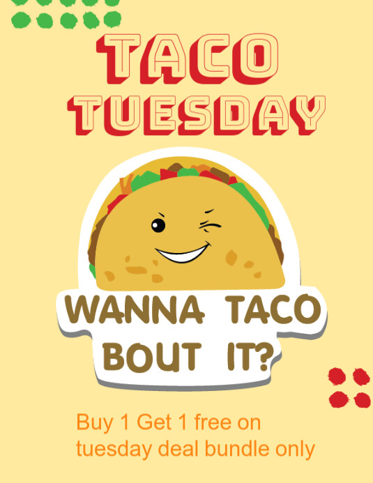 Taco Tuesday Poster, Taco Tuesday Flyer Template Free, Taco Tuesday ...