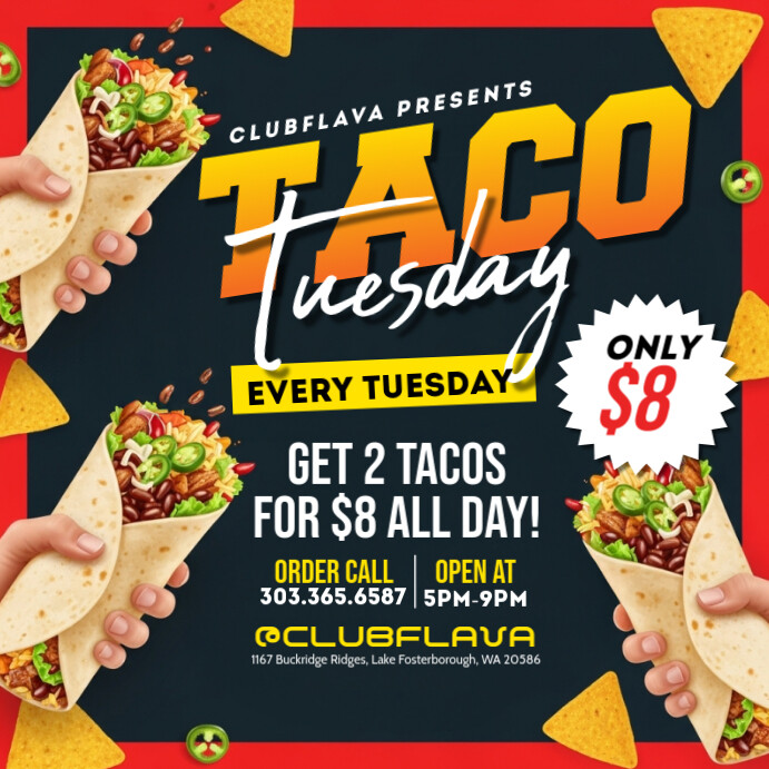 Taco Tuesday Square (1:1) Template | PosterMyWall