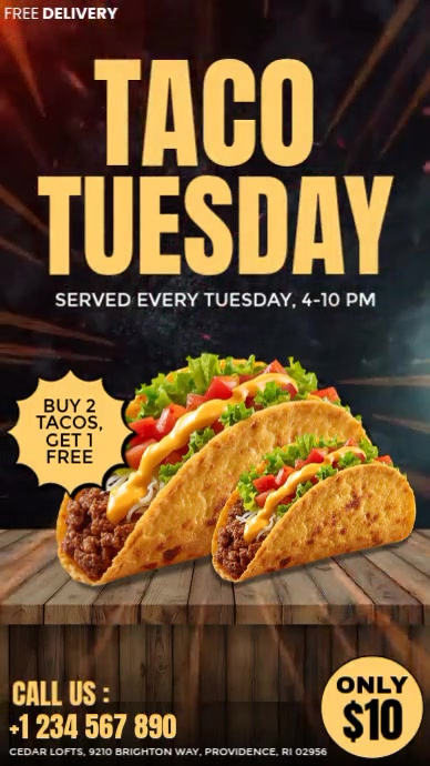 Tacos Flyer Template Digital Display (9:16) | PosterMyWall