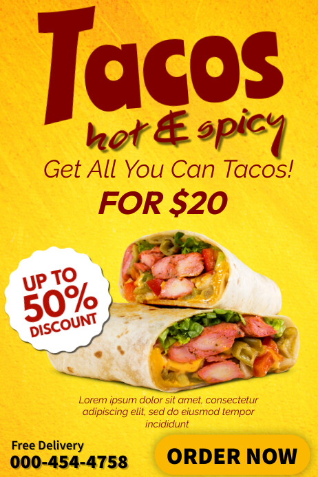Tacos Hot & Spicy Template | PosterMyWall