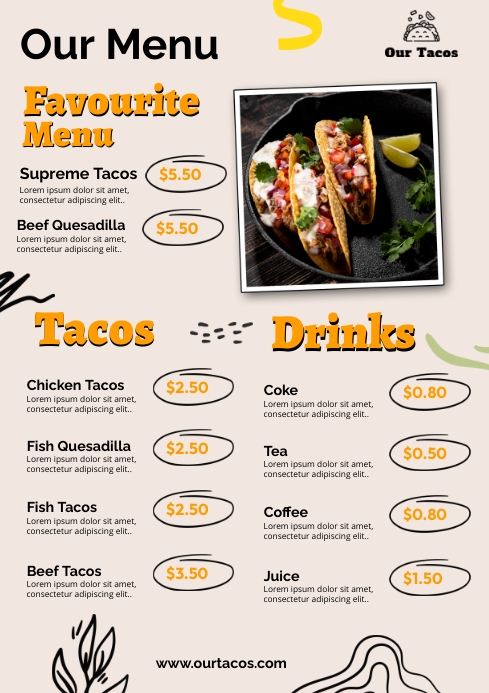 Tacos Menu Ads Template | PosterMyWall