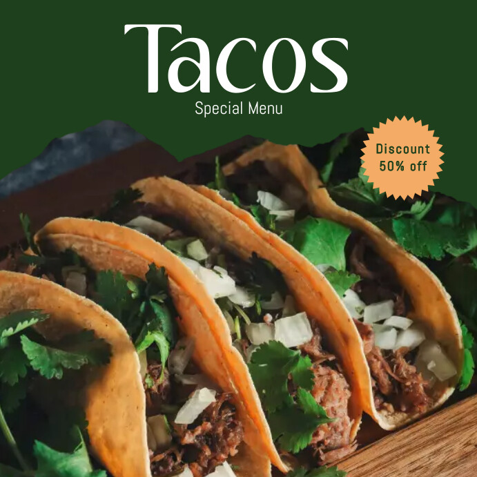 Tacos Menu Instagram Post Template | PosterMyWall