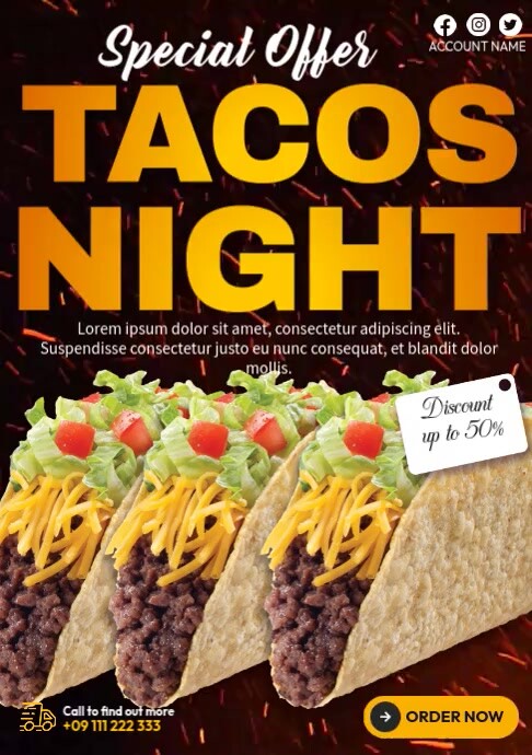 Tacos Menu Offer Template | PosterMyWall