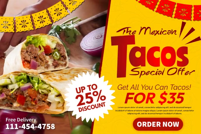 Tacos Menu Video Ads Template | PosterMyWall