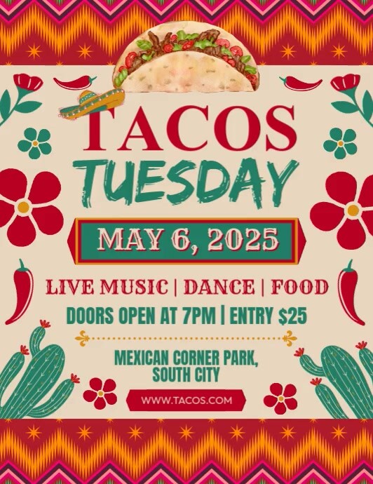 Tacos Tuesday Night Fiesta Template | PosterMyWall