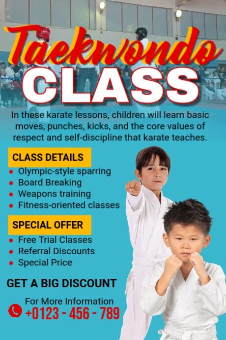 Taekwondo Class Ads Template | PosterMyWall