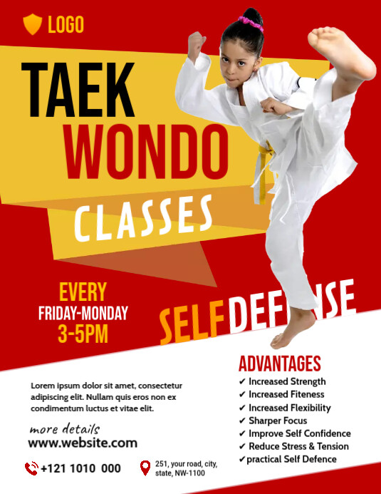 Taekwondo Training Classes Flyer Template | PosterMyWall