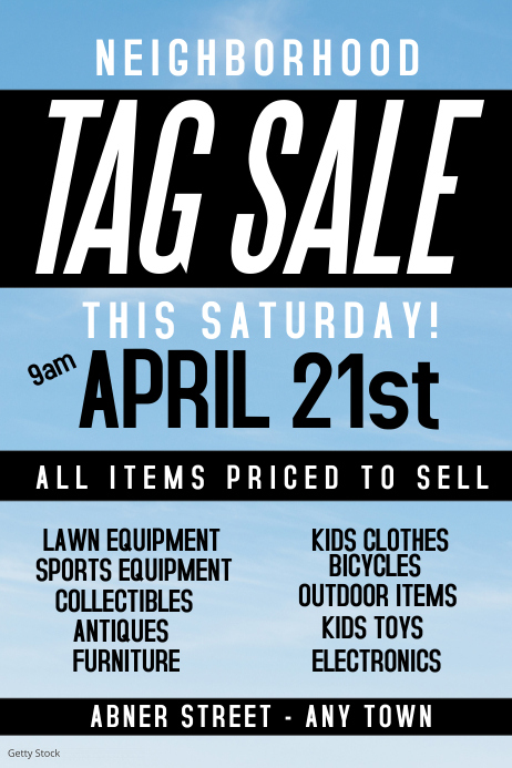 TAG SALE TEMPLATE | PosterMyWall