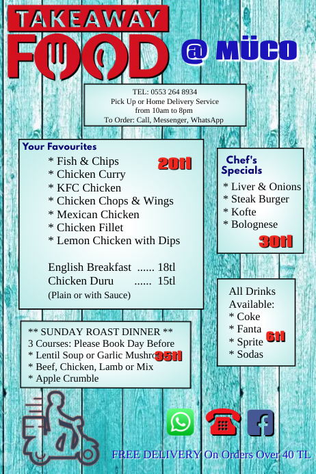 Take-Away - Home delivery Menu Template | PosterMyWall