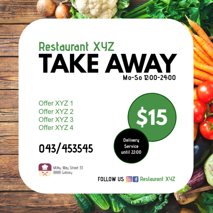 Take Away Restaurant OfferTemplate Instagram | PosterMyWall