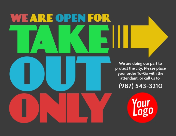 Take out only color restaurant flyer poster Template | PosterMyWall