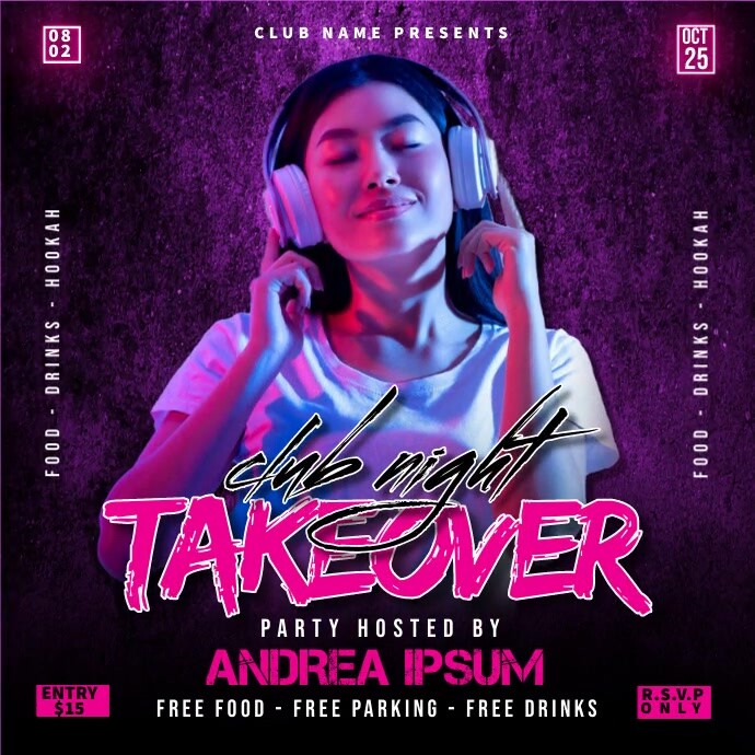 Plantilla de Take Over Club Night | PosterMyWall