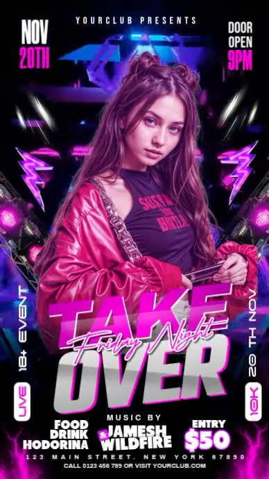 Plantilla de Take over Friday night party | PosterMyWall