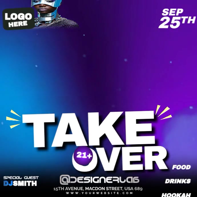 Plantilla de Take Over Party Video Ads | PosterMyWall