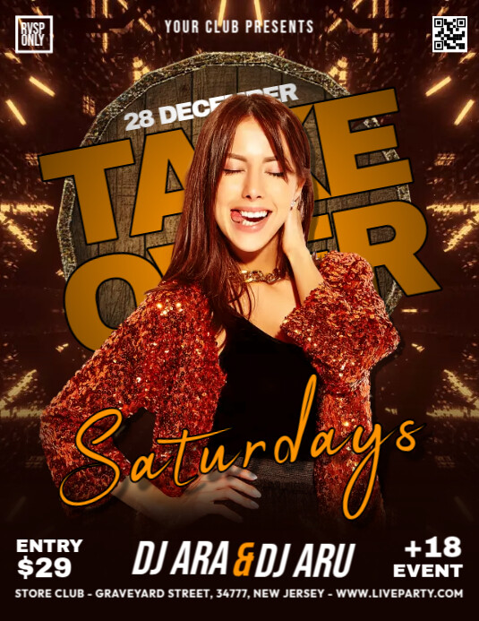 Plantilla de Take Over Saturday Party | PosterMyWall