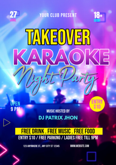 Takeover karaoke night party Template | PosterMyWall