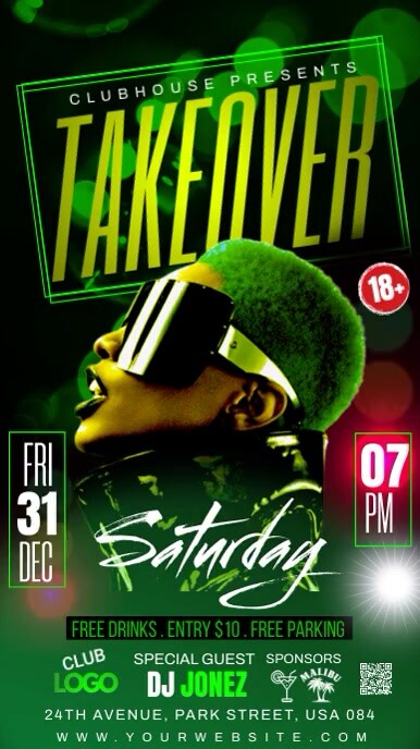 TAKEOVER PARTY FLYER TEMPLATE BANNER | PosterMyWall