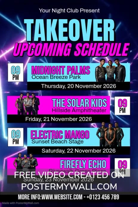 Takeover Party Schedule Template | PosterMyWall