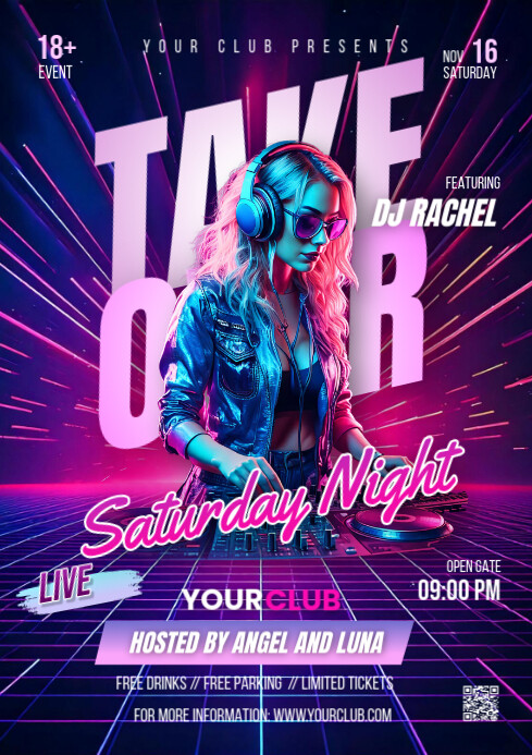 Copy of Takeover Saturday Night Party Event Poster Flyer | PosterMyWall