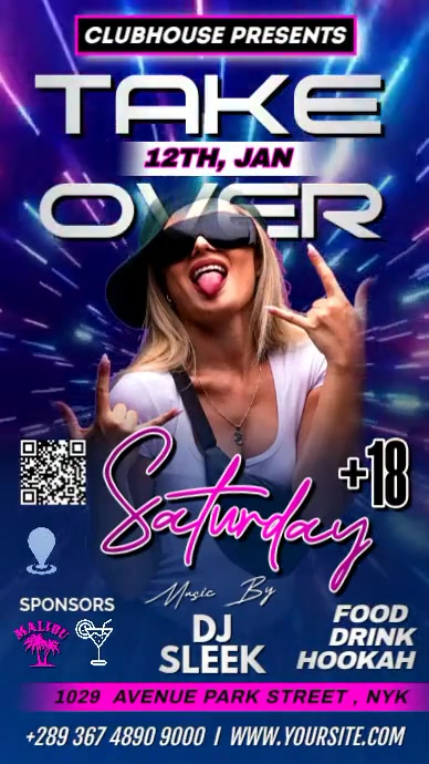 TAKEOVER SATURDAY PARTY FLYER POSTER Templat | PosterMyWall
