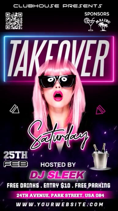 Plantilla de TAKEOVER SATURDAY PARTY FLYER TEMPLATE | PosterMyWall
