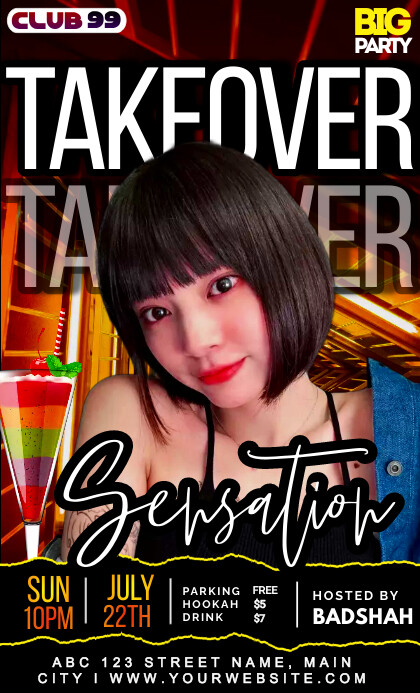 takeover sensation night party Template | PosterMyWall
