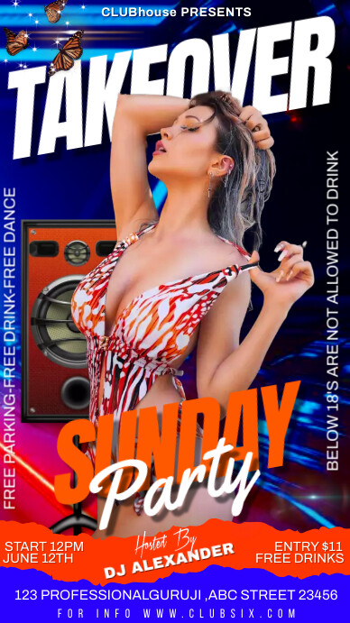 takeover sunday night Club Party Template | PosterMyWall