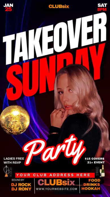 takeover sunday night party Template | PosterMyWall
